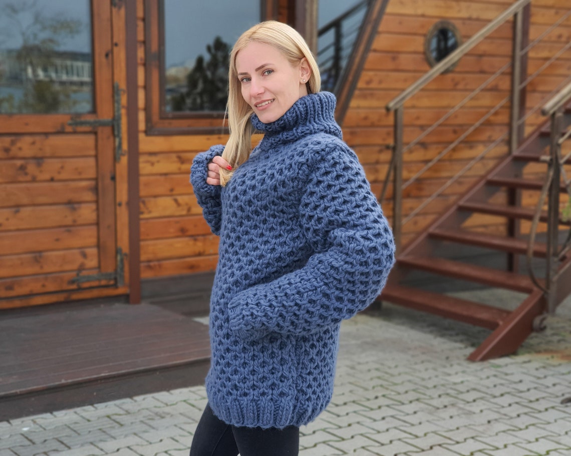 Eco Wool Sweater Honeycomb Hand Knitted Woolen Jumper T923 - Etsy