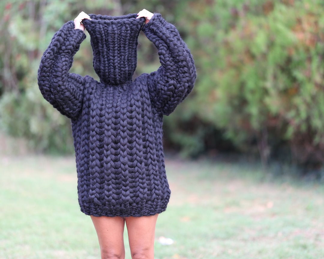 100% Merino Wool Sweater With 50 Cm Turtleneck , Extra Chunky and Heavy ...