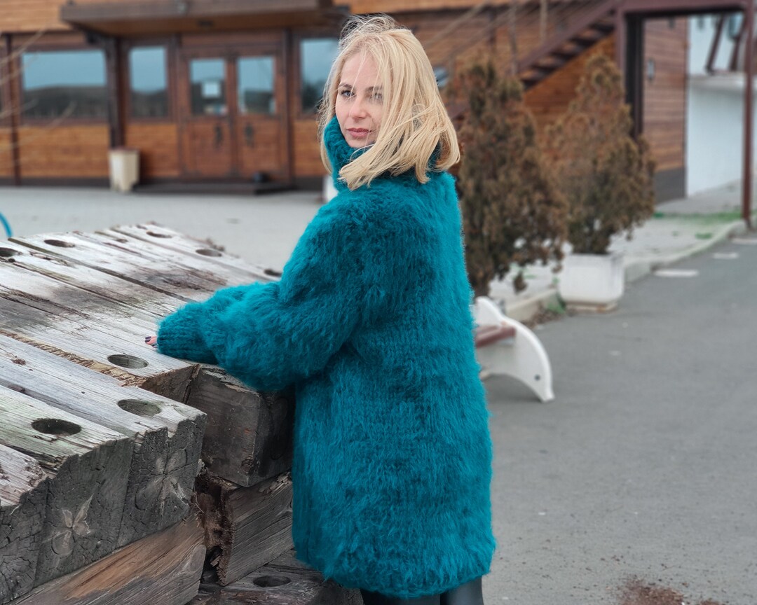 8 Strands Hairy Suri Alpaca and Wool Sweater, Very Chunky and Thick ...