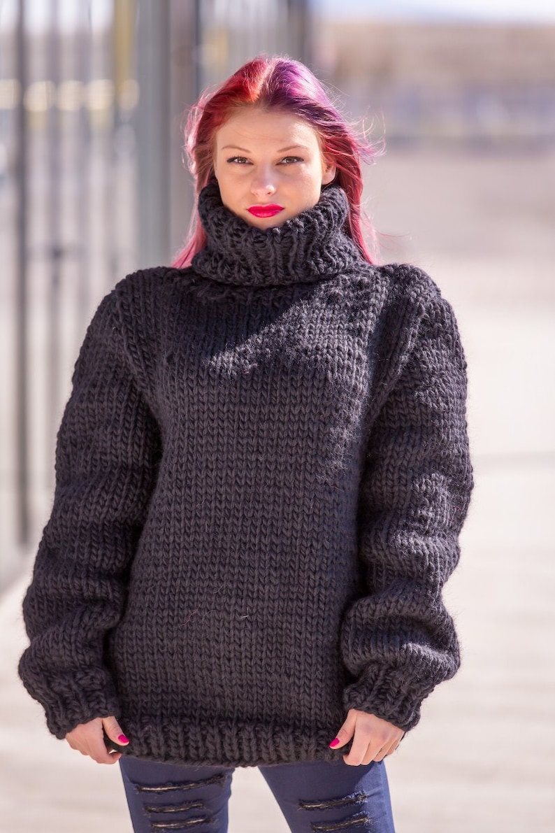 100 % Wool Sweater Big Knitted Jumper T 511 - Etsy