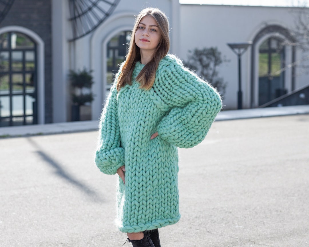 Merino Wool Sweater , Huge Super Chunky Knit Woolen Pullover ...