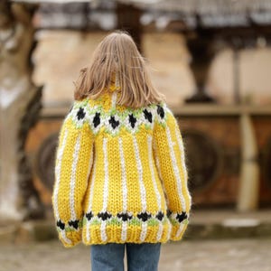 Yellow Icelandic Merino Wool Sweater, Hand Knitted Lopi Turtleneck ...