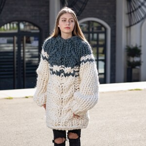 Merino Wool Sweater , Huge Super Chunky Knit Woolen Pullover ...
