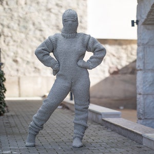 Raw Wool Catsuit Overall – Chunky Hand-knitted Full Body Suit With ...