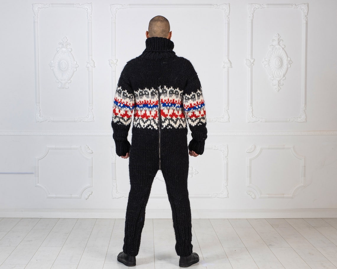 100 % Wool Hand Knitted Man Catsuit Icelandic Overall - Etsy