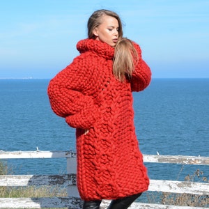 Thick KNIT SWEATER, Cables Bulky Sweater, Woman Giant Knit Sweater ...
