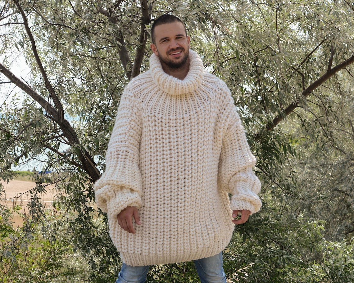 3 Kg. Oversized Wool Sweater Thick Hand Knitted Jumper Cream - Etsy