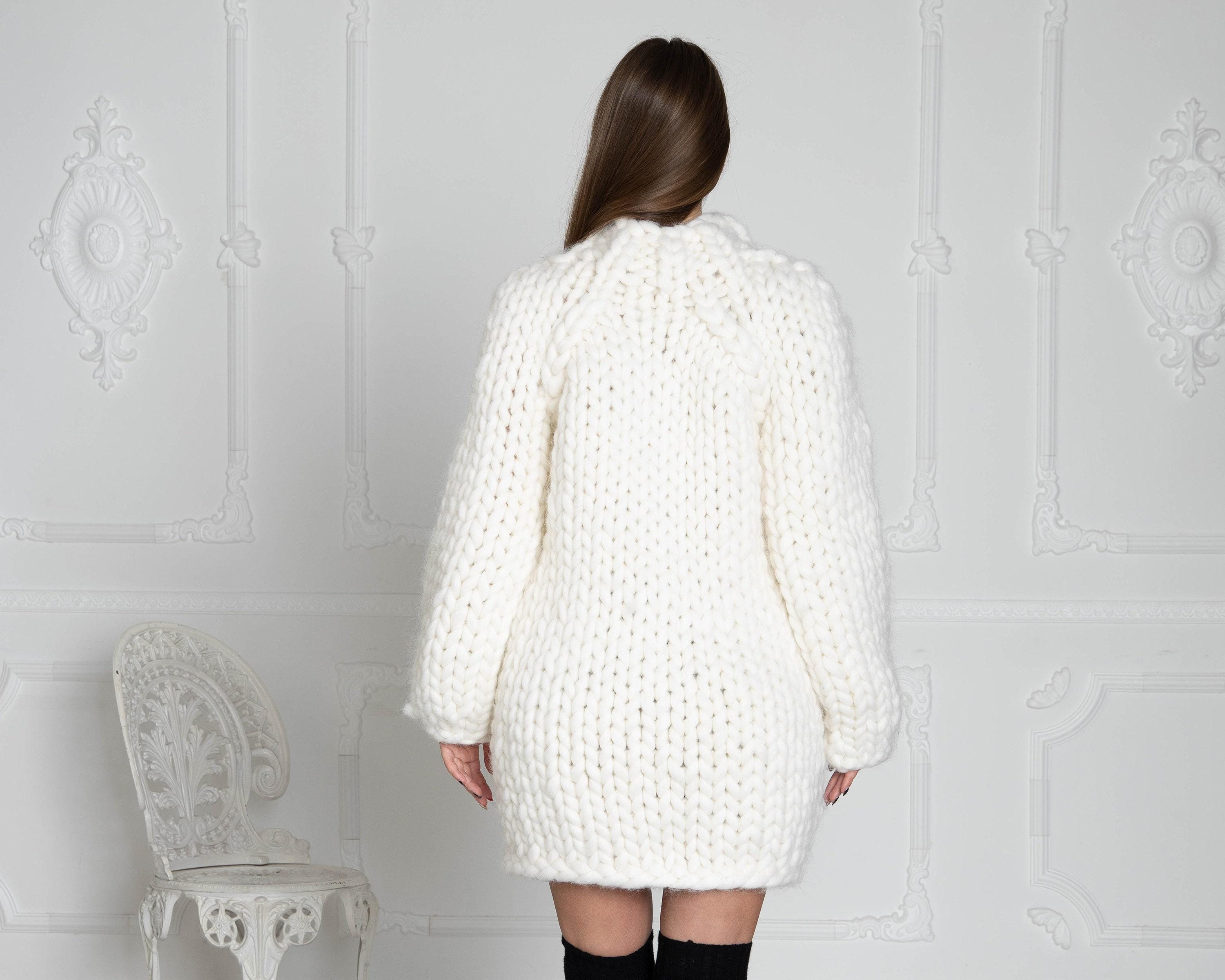 2.5 Kg Cream Merino Wool Sweater – Huge Super Chunky Hand-knitted ...