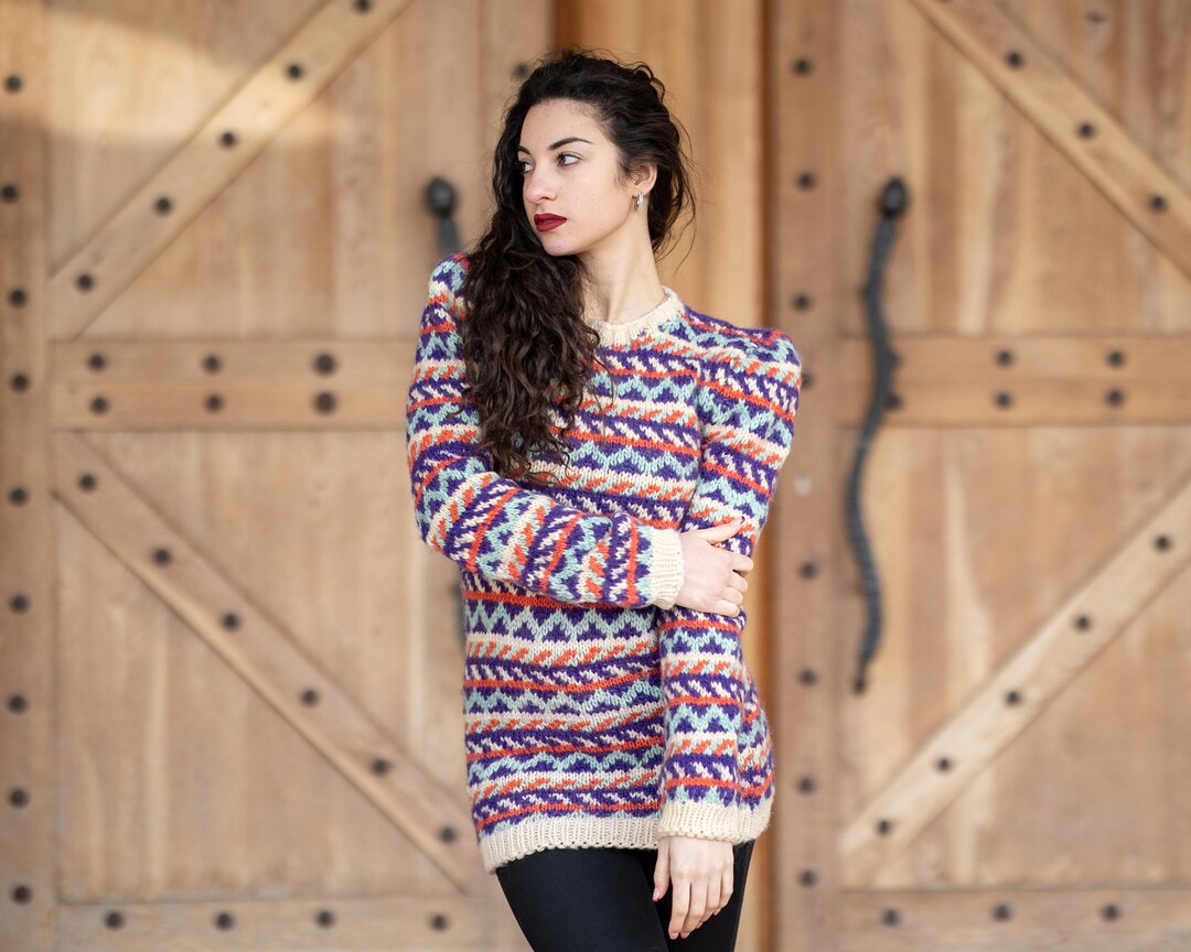 Ready to Ship Lopi Wool Sweater, Icelandic Hand Knitted Sweater in Size ...