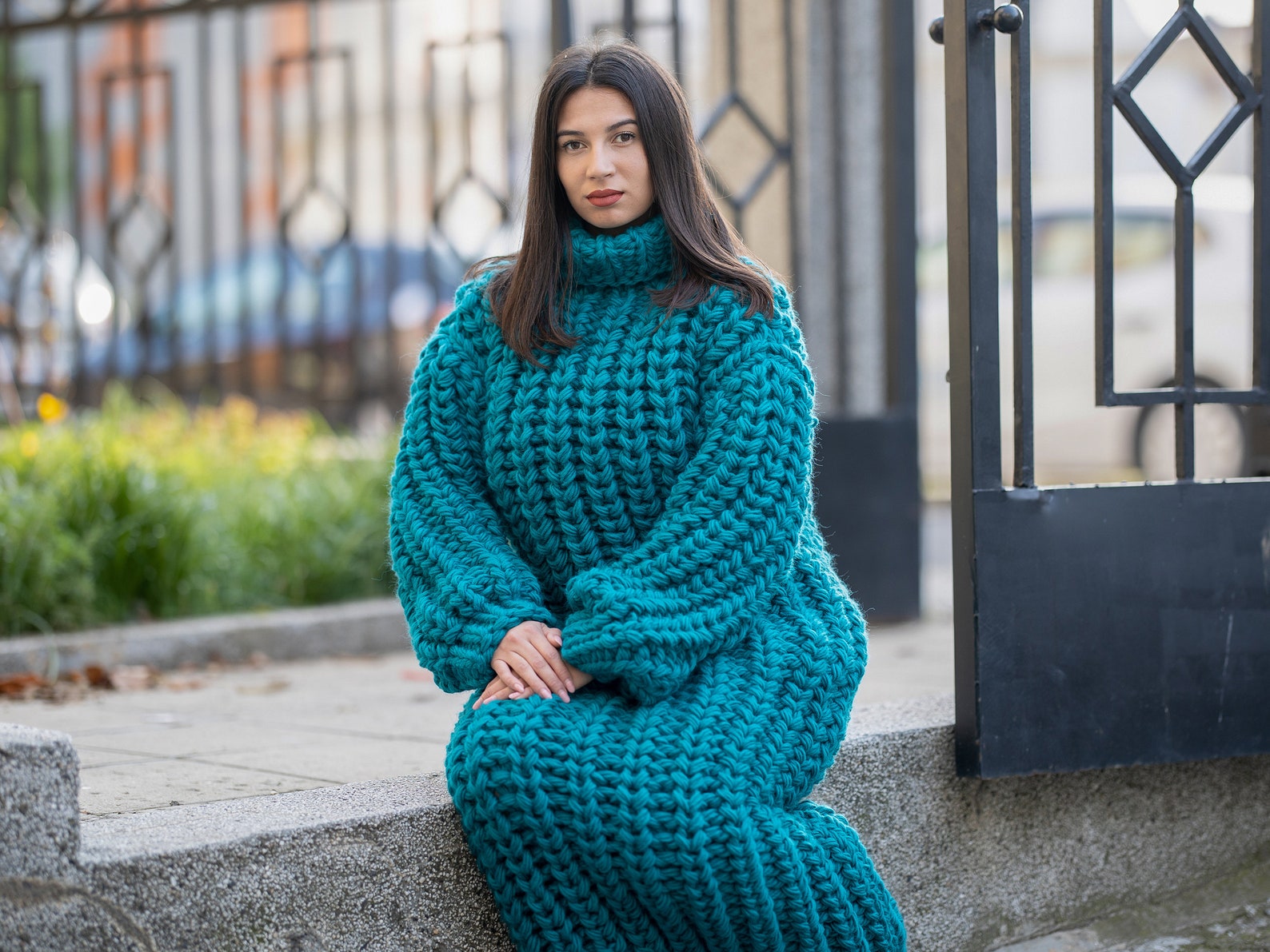 Extra Chunky English Rib Wool Dress Knit Sweater Dress - Etsy