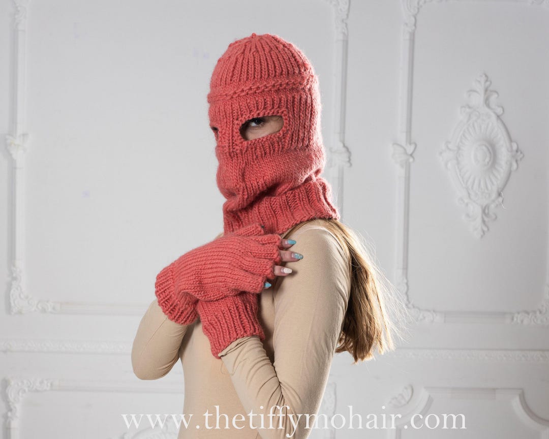 One Available , Pink Wool Balaclava, Woolen Beanie, Winter Ski Mask ...