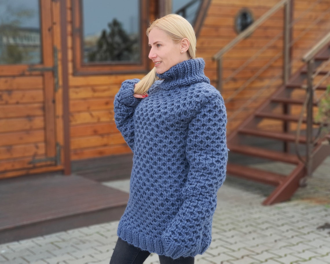 Eco Wool Sweater Honeycomb Hand Knitted Woolen Jumper T923 - Etsy