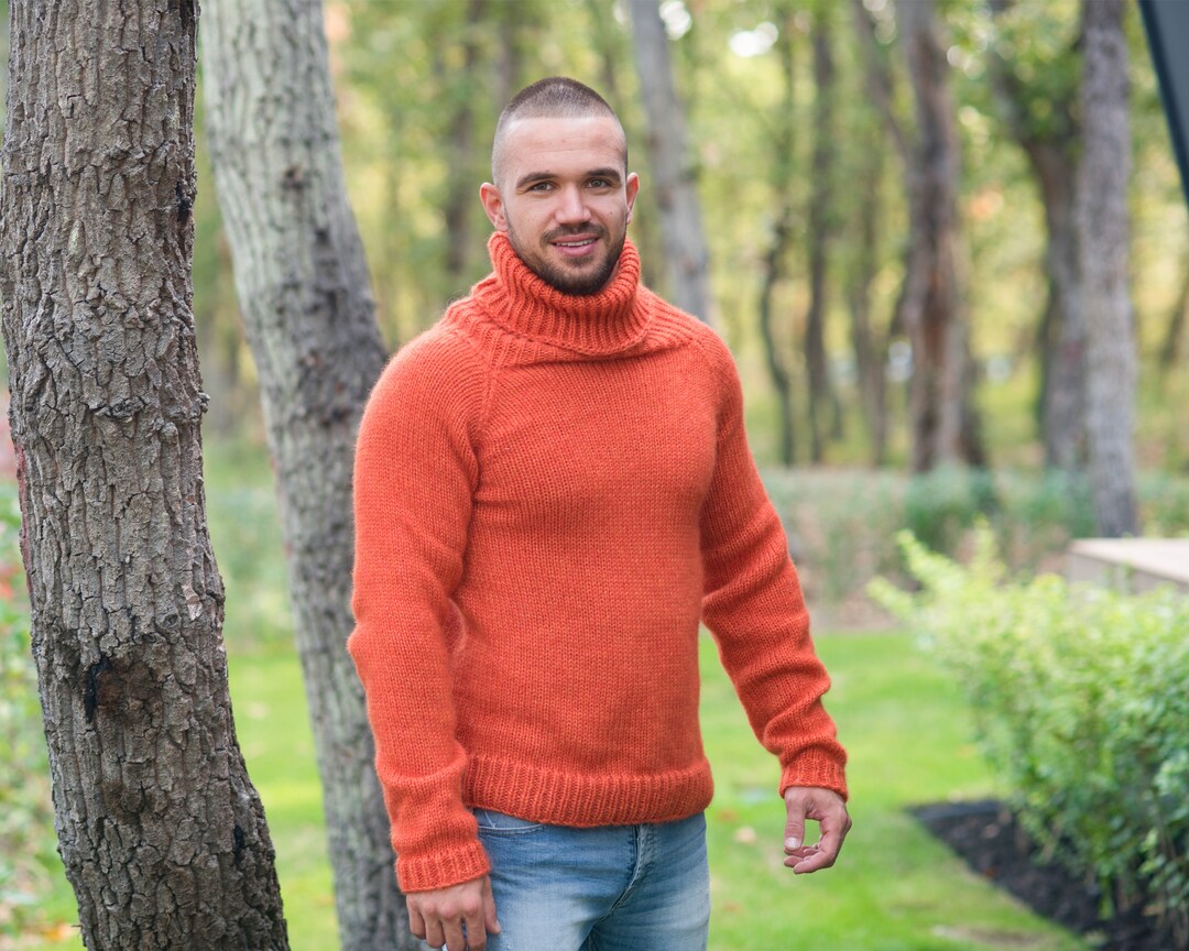 Extremely Soft Extra Fine Italian Merino Wool, Turtleneck Men Sweater ...