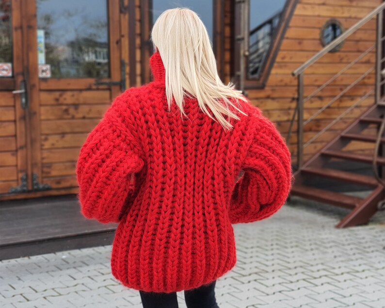 8 Strands of Yarn Chunky Red Mohair and Wool Mixsweater T915 - Etsy