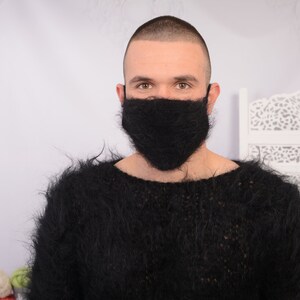 Crochet Mohair Face Mask Cover , Face Warmer Reusable Knit Mask ...
