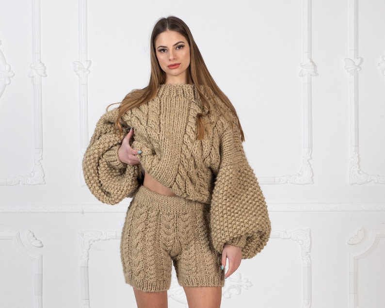 Cable Knit Wool Knitted Shorts, Soft Wool Pants T964 - Etsy