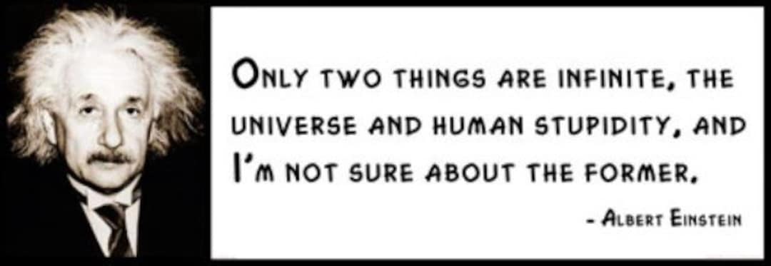Wall Quote - ALBERT EINSTEIN - Only Two Things Are Infinite, the Universe and Human Stupidity ...