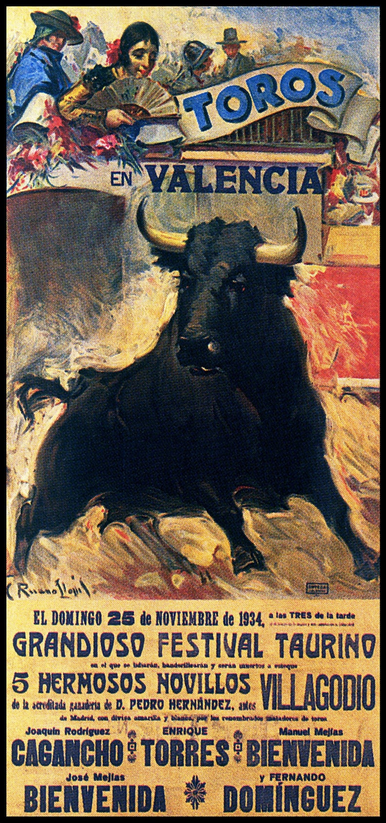 Bullfighting - Plaza De Toros De Valencia #17 Canvas Art Poster 12"x 24 ...