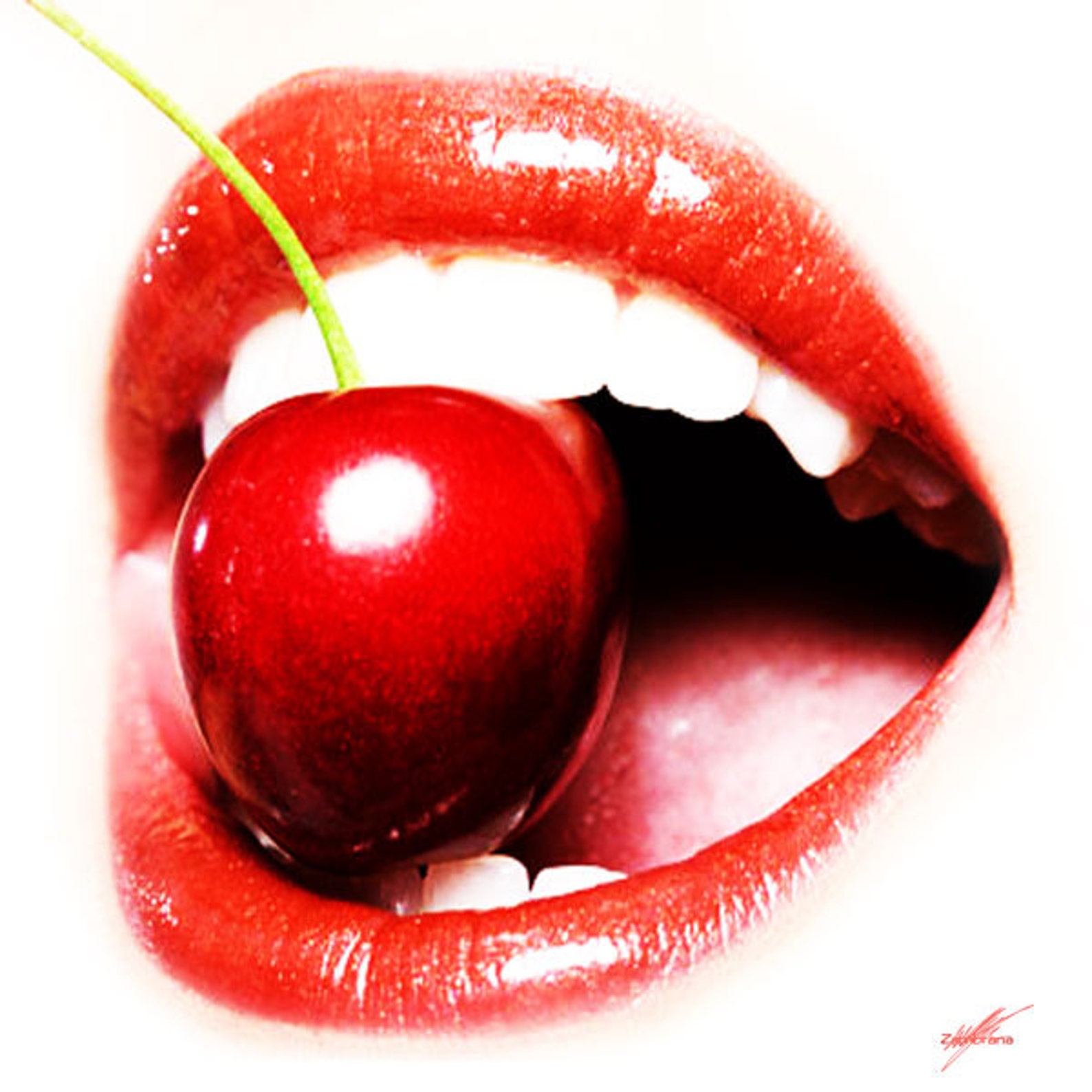 Abstract Collection - Biting Cherry 24" X 24" Canvas Art Poster - Etsy