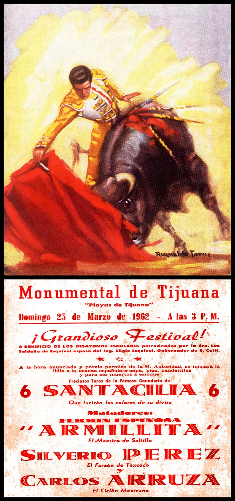 Bullfighting - Plaza De Toros De Tijuana #3 Canvas Art Poster 12"x 24"1 ...