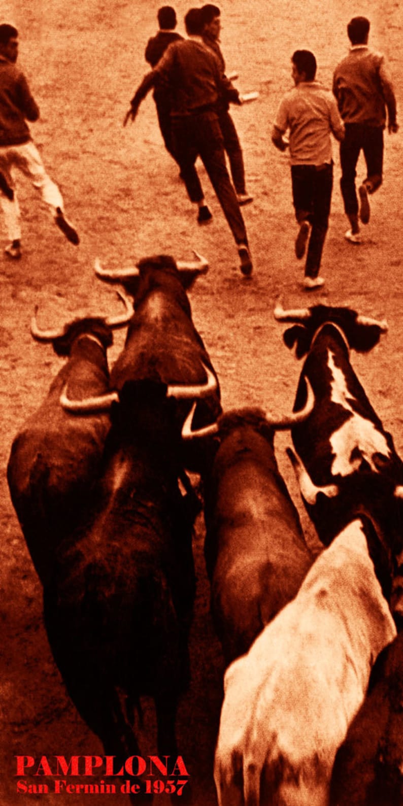 Pamplona - Running of the Bulls Vintage Poster #16 - Canvas Art Poster ...
