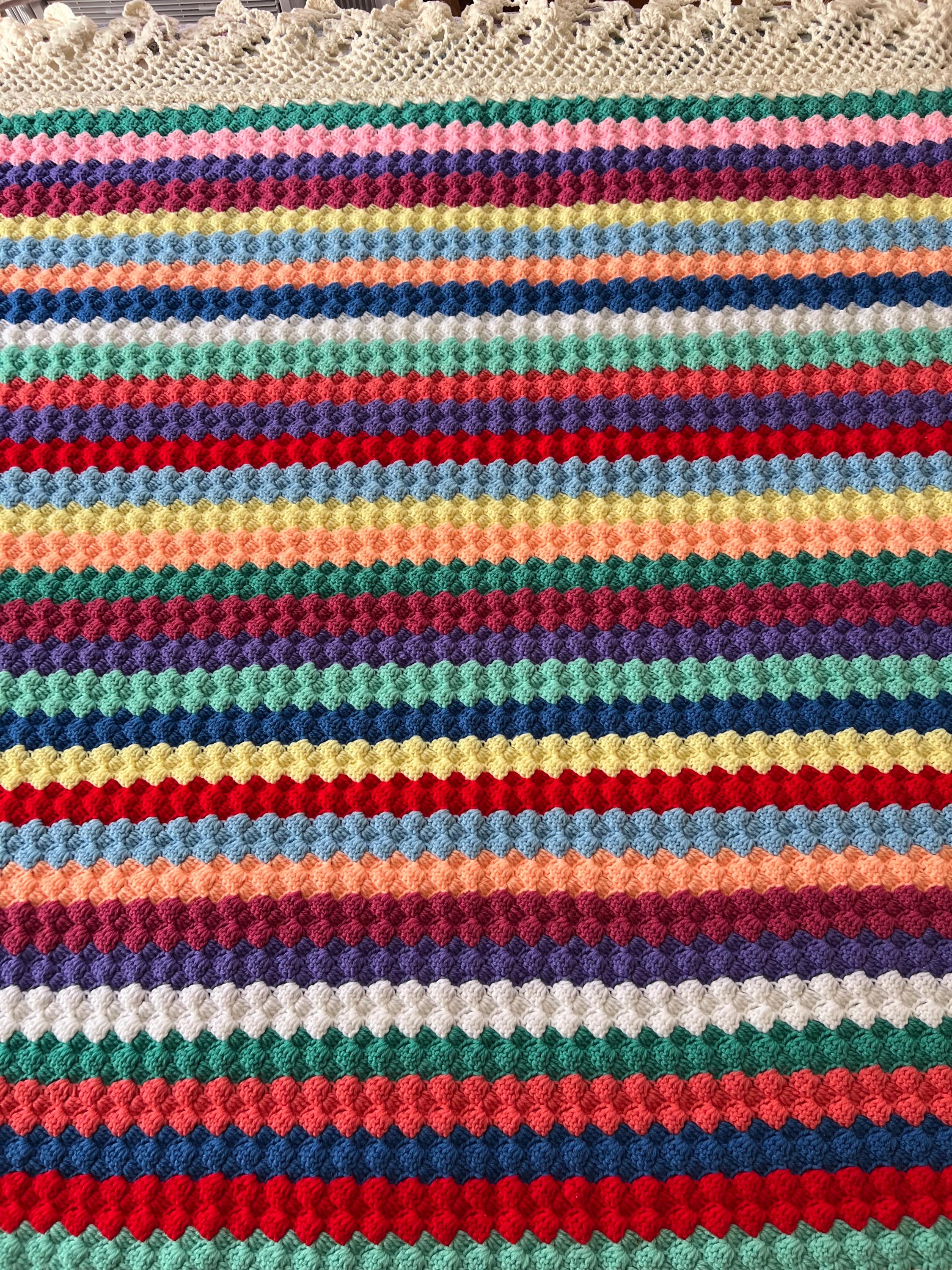Colorful Striped Crocheted Afghan Bed Throw - Etsy