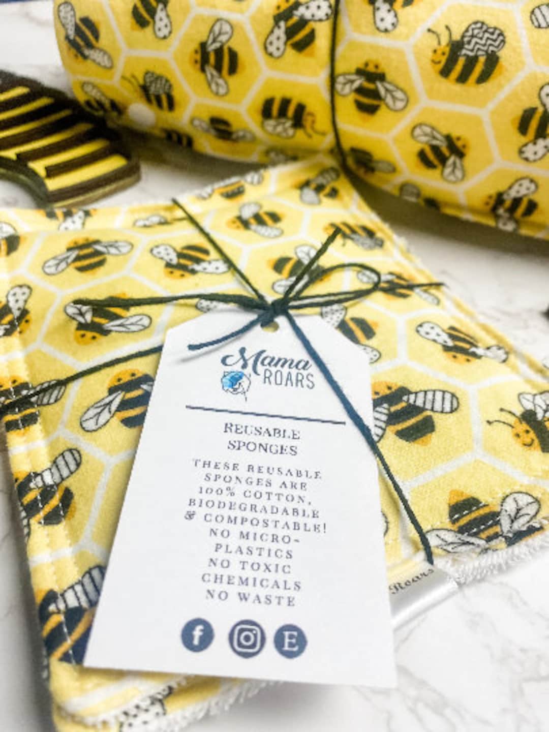 Bee Cotton Reusable Sponges Reusable Cloth Sponge Kitchen Sponges Zero ...