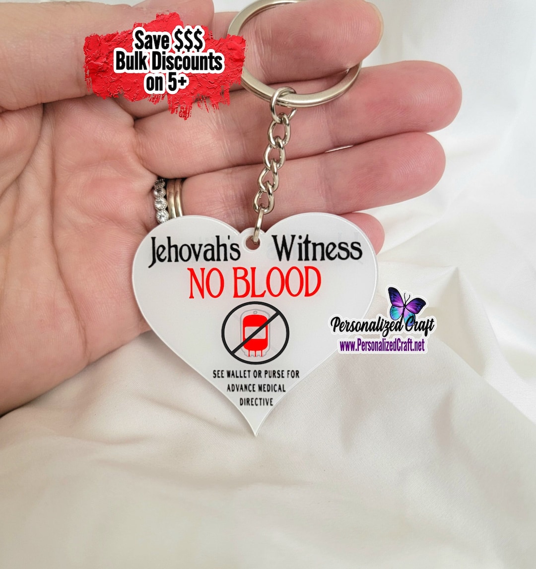 JW Jehovah's Witness No Blood Transfusion DPA Heart Tag, No Blood ...