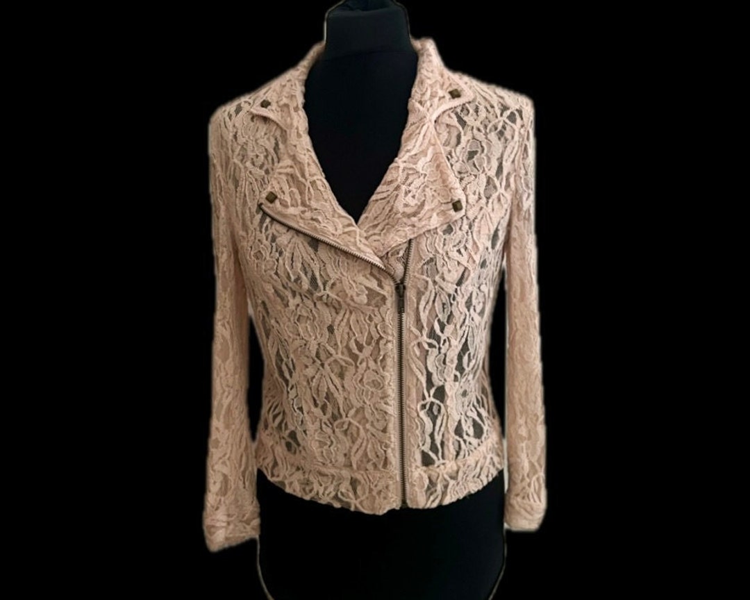 Salmon Pink Lace Jacket / Salmon Pink Windbreaker / Pink Lace Bolero - Etsy