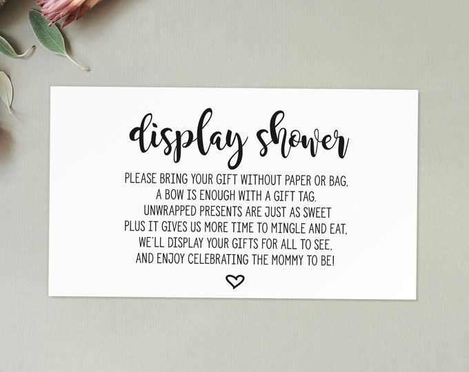 Instant Download Display Shower Insert, Display Shower Invitation Card ...