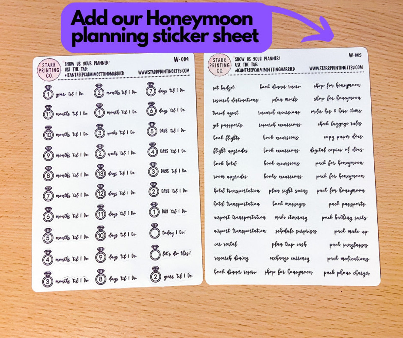 Wedding Countdown Planner Stickers: 1-year Countdown, Ring Design - Etsy