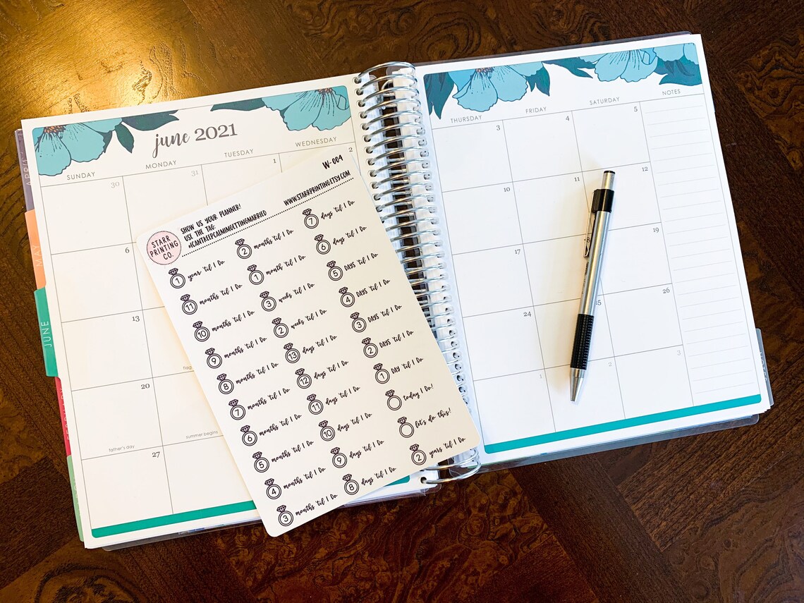 Wedding Countdown Planner Stickers: 1-year Countdown, Ring Design - Etsy
