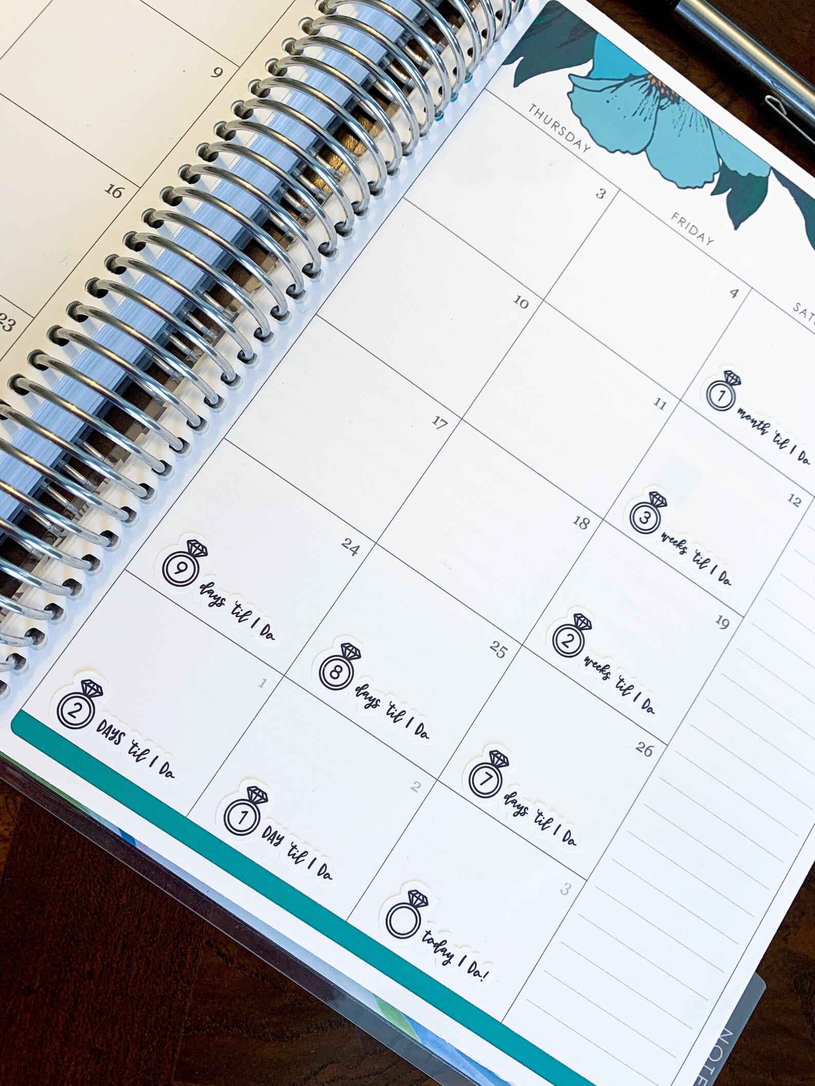 Wedding Countdown Planner Stickers: 1-year Countdown, Ring Design - Etsy