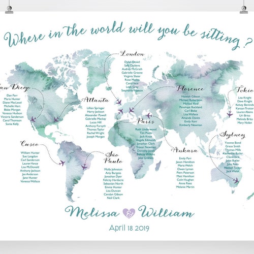 Vintage Travel Theme Seating Chart Sign where in the | Etsy