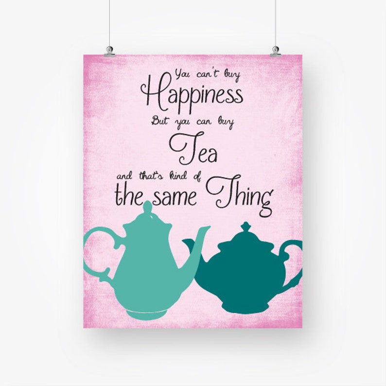 Tea quotes download tea poster printable pink kitchen decor | Etsy