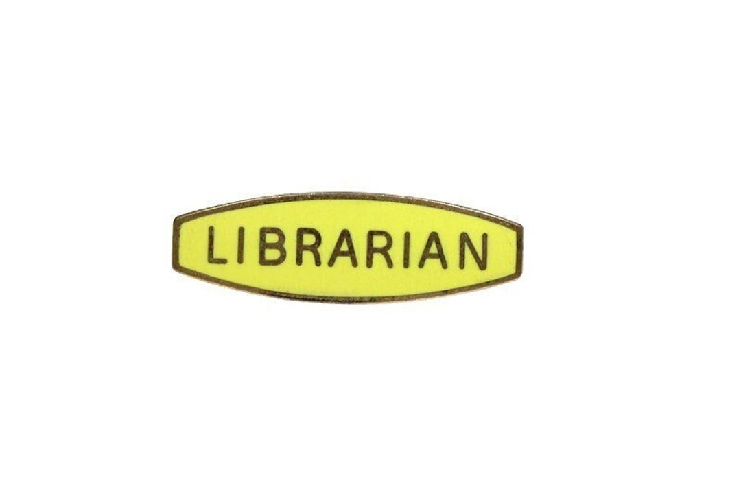 Vintage Librarian Pin, Brass Librarian Badge, Yellow Enamel Librarian ...