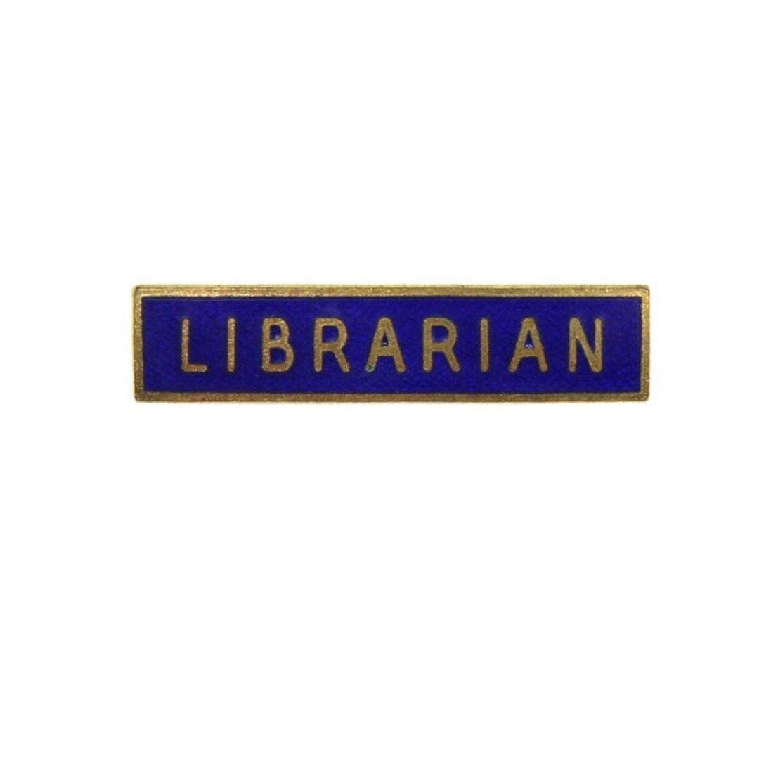 Vintage Librarian Pin, Librarian Badge, Blue Enamel Librarian Brooch ...