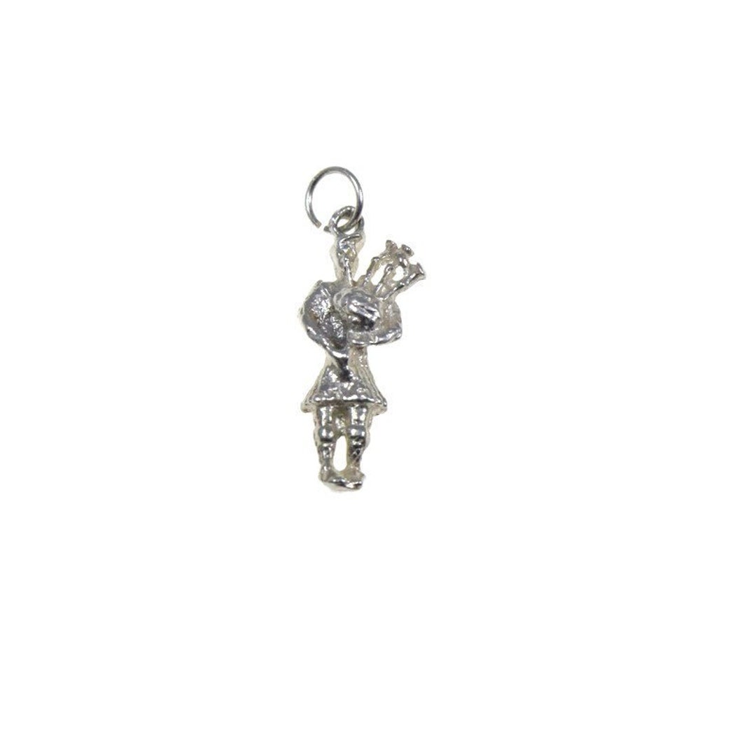 Vintage Sterling Silver Bagpiper Charm, Scotland Pendant, Piper ...