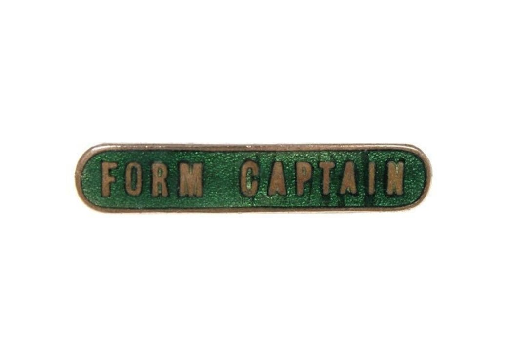 Vintage Form Captain Pin, House Captain Badge, Green Enamel Brass ...