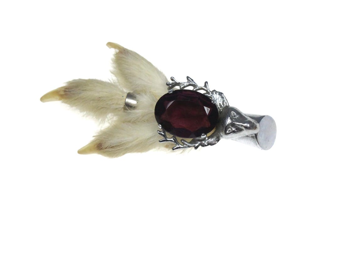 Vintage Scottish Real Bird Claw Brooch, Grouse Claw Pin, Stag Head ...