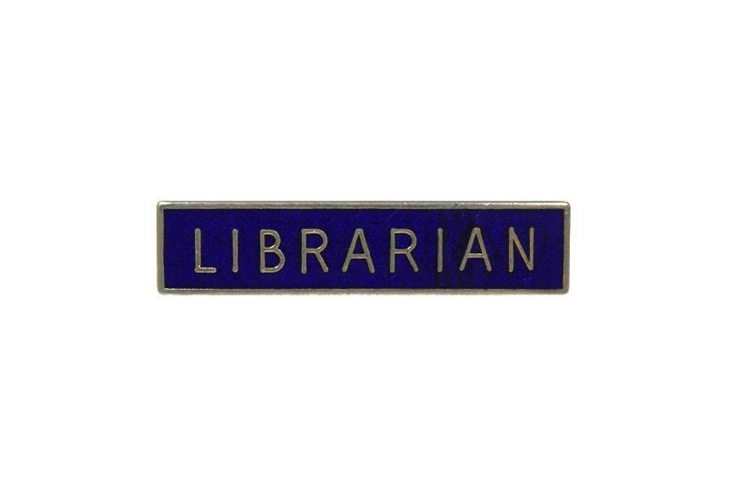 Vintage Librarian Pin, Librarian Badge, Blue Enamel Librarian Brooch ...