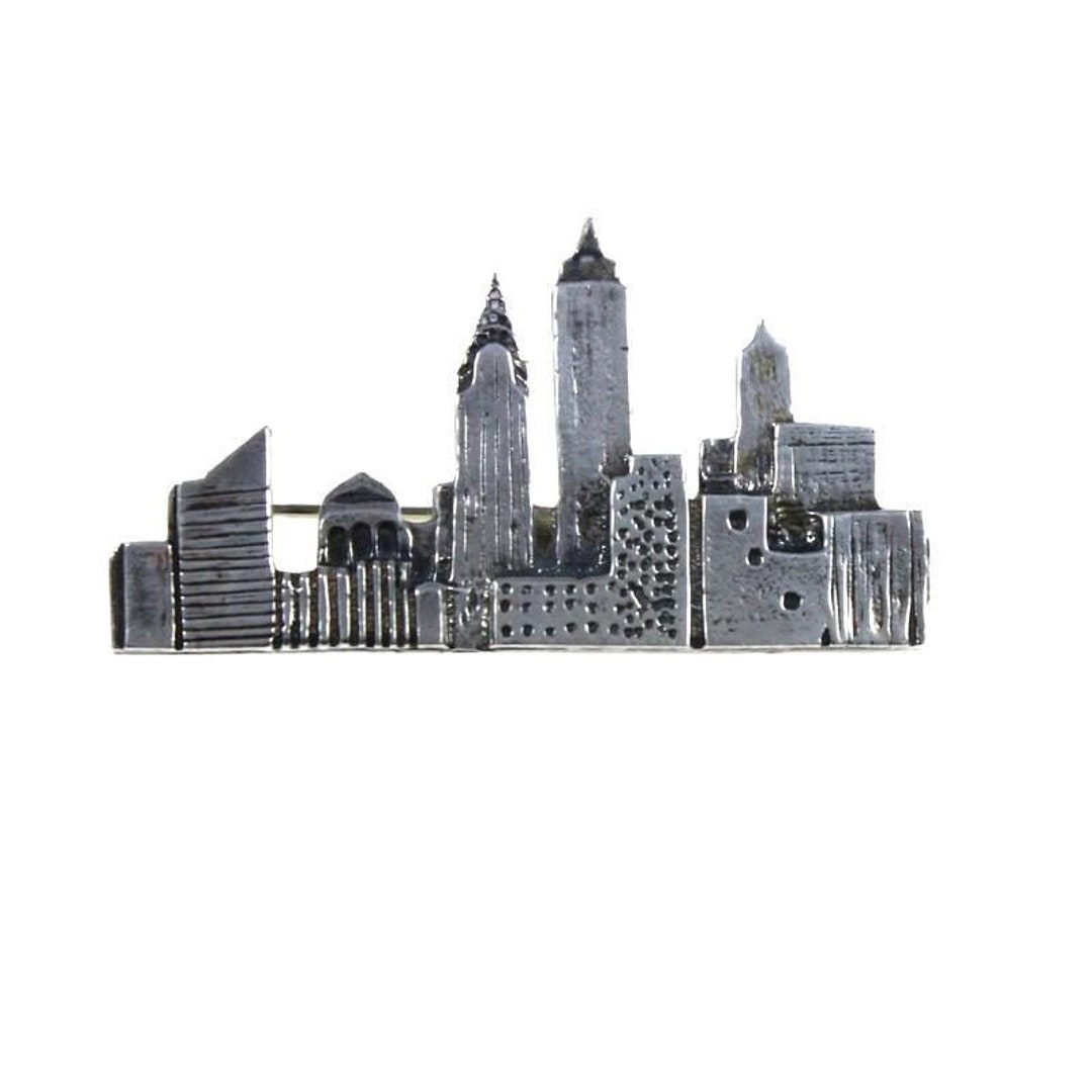 Vintage Great Falls Metal Works Sterling Silver New York Skyline Brooch ...