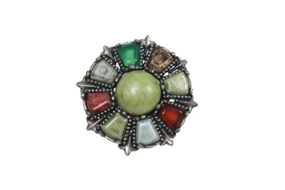 Vintage Scottish Cross Brooch, Celtic Cross Pin, Scottish Agate, Multi ...