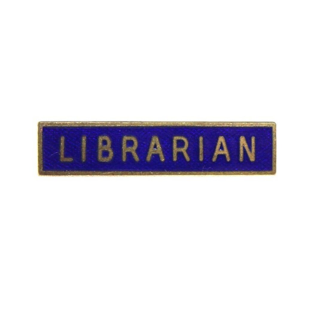 Vintage Librarian Pin, Librarian Badge, Blue Enamel Librarian Brooch ...
