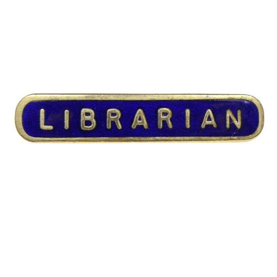 Vintage Librarian Pin, Librarian Badge, Blue Enamel Librarian Brooch ...
