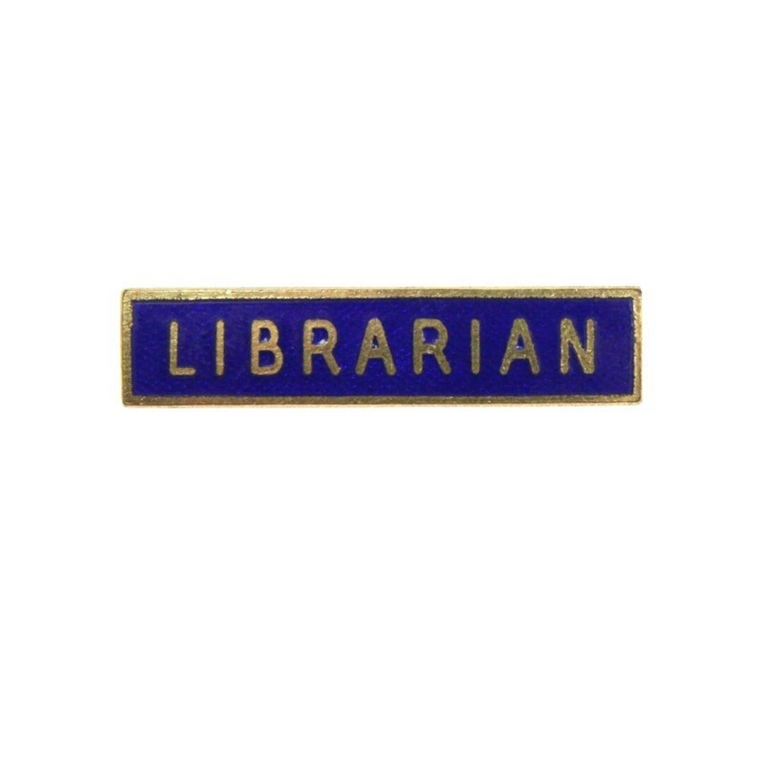 Vintage Librarian Pin, Librarian Badge, Blue Enamel Librarian Brooch ...