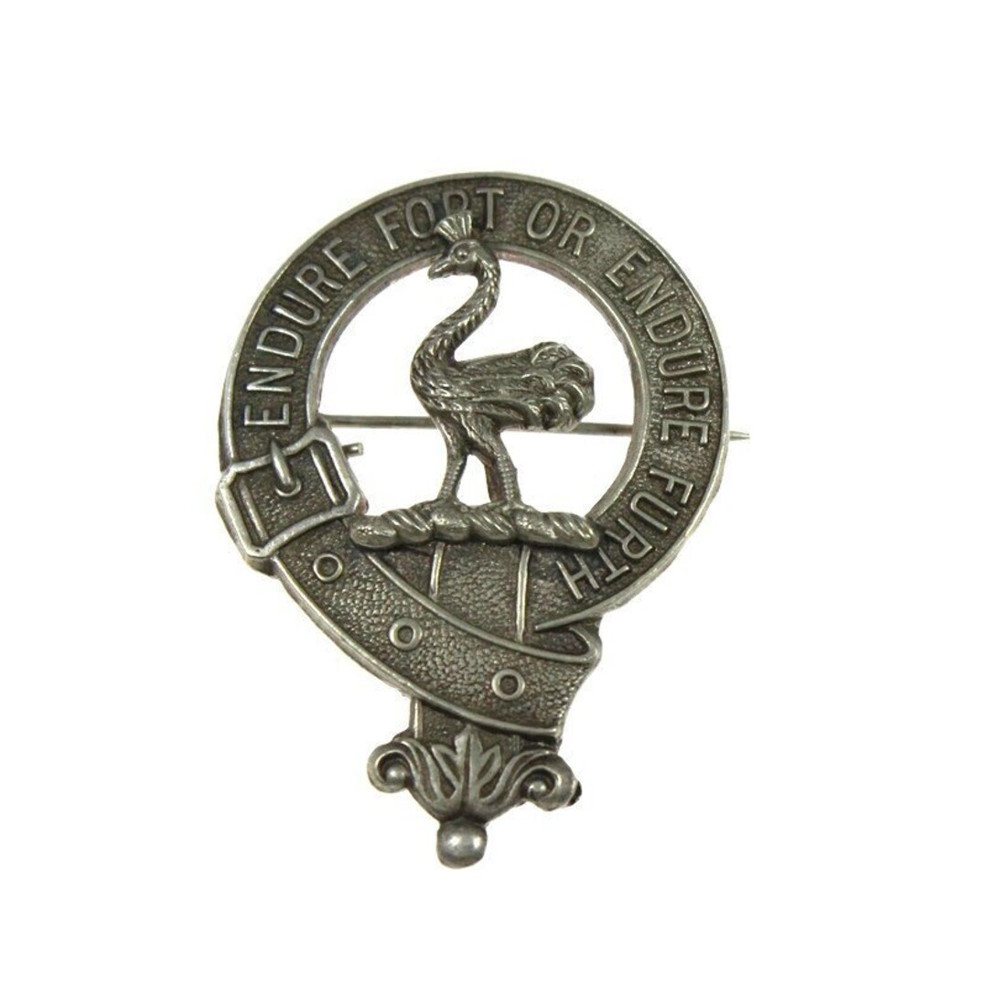 Vintage Scottish Brooch, Lindsay Clan Crest, Linsday Pin, Belt, Motto ...