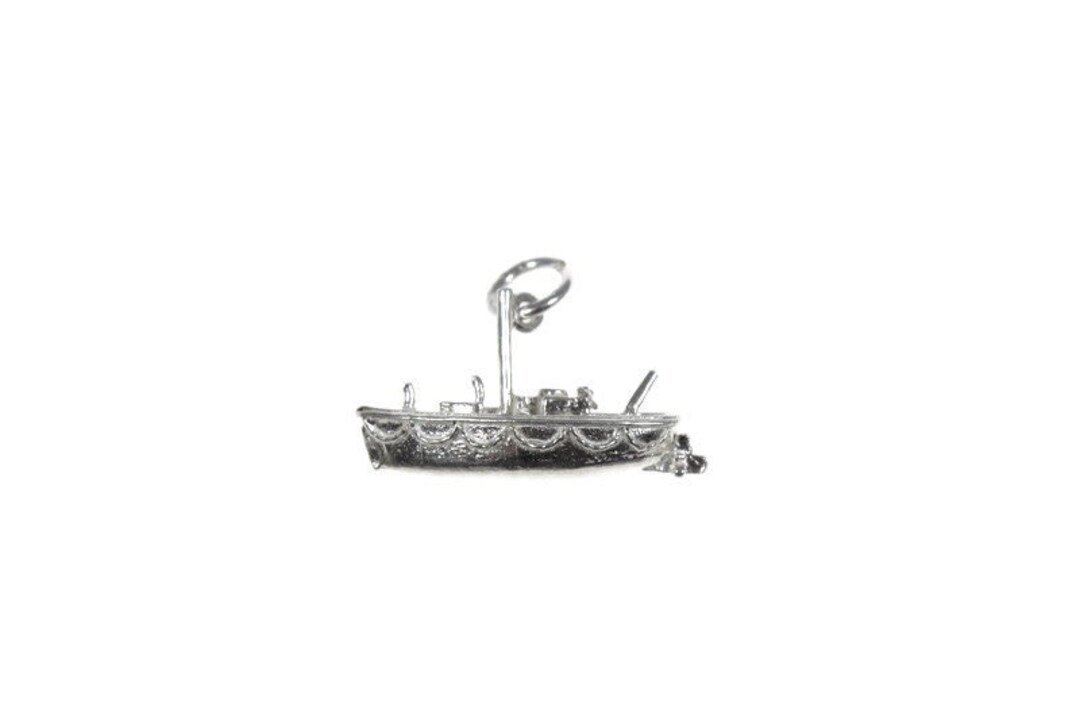Vintage Sterling Silver Lifeboat Charm, Silver Life Boat, Boat Pendant ...