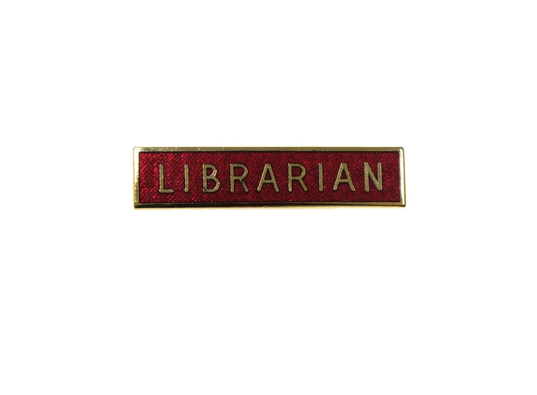 Vintage British School Librarian Pin, Brass Librarian Badge, Red Enamel ...