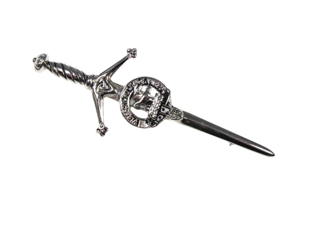 Vintage Scottish Kilt Pin, Stewart Clan, Stuart Sword Brooch, Long ...